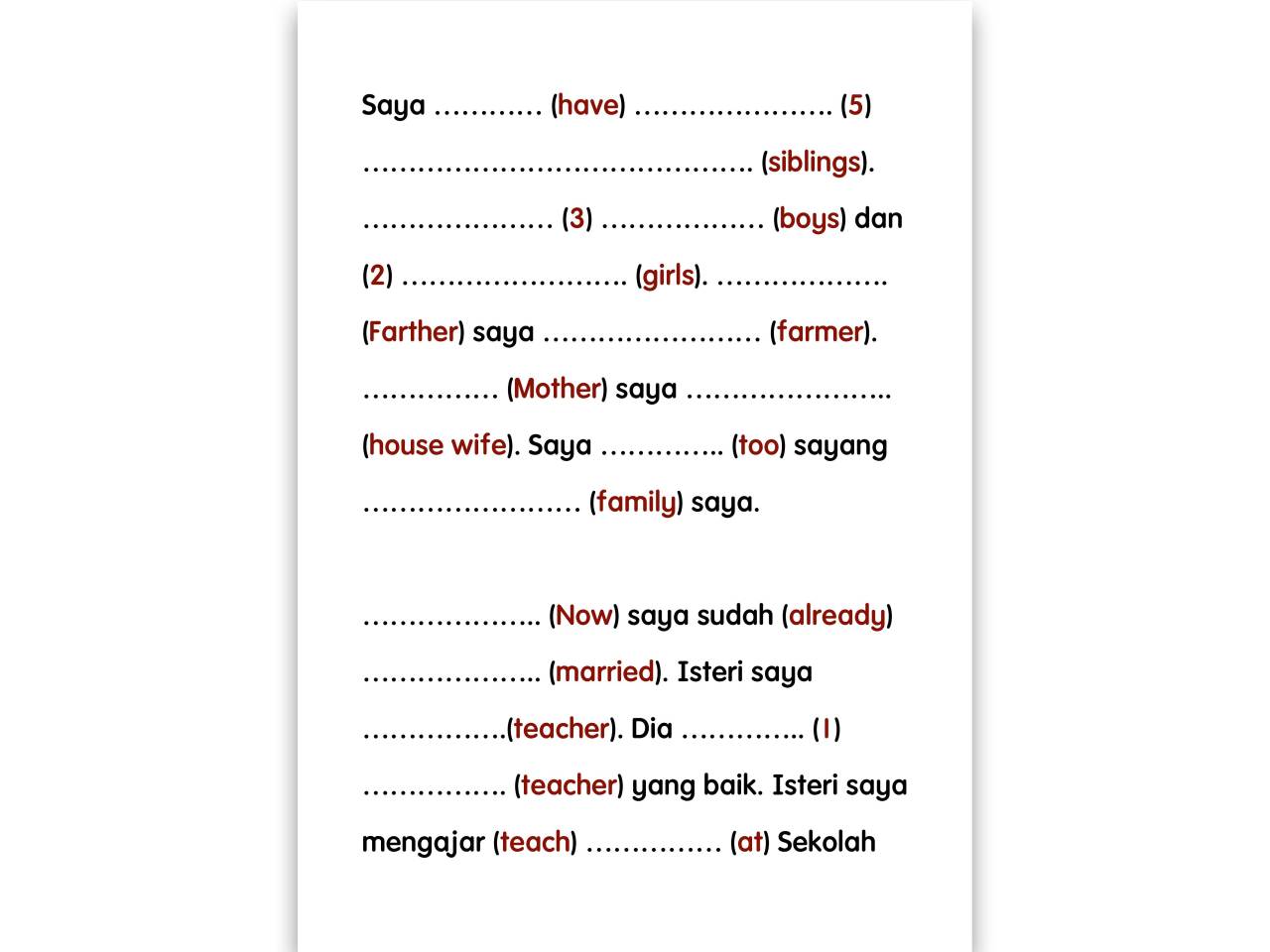Exercise Of Malay - Notes - MyPrivateTutor Malaysia