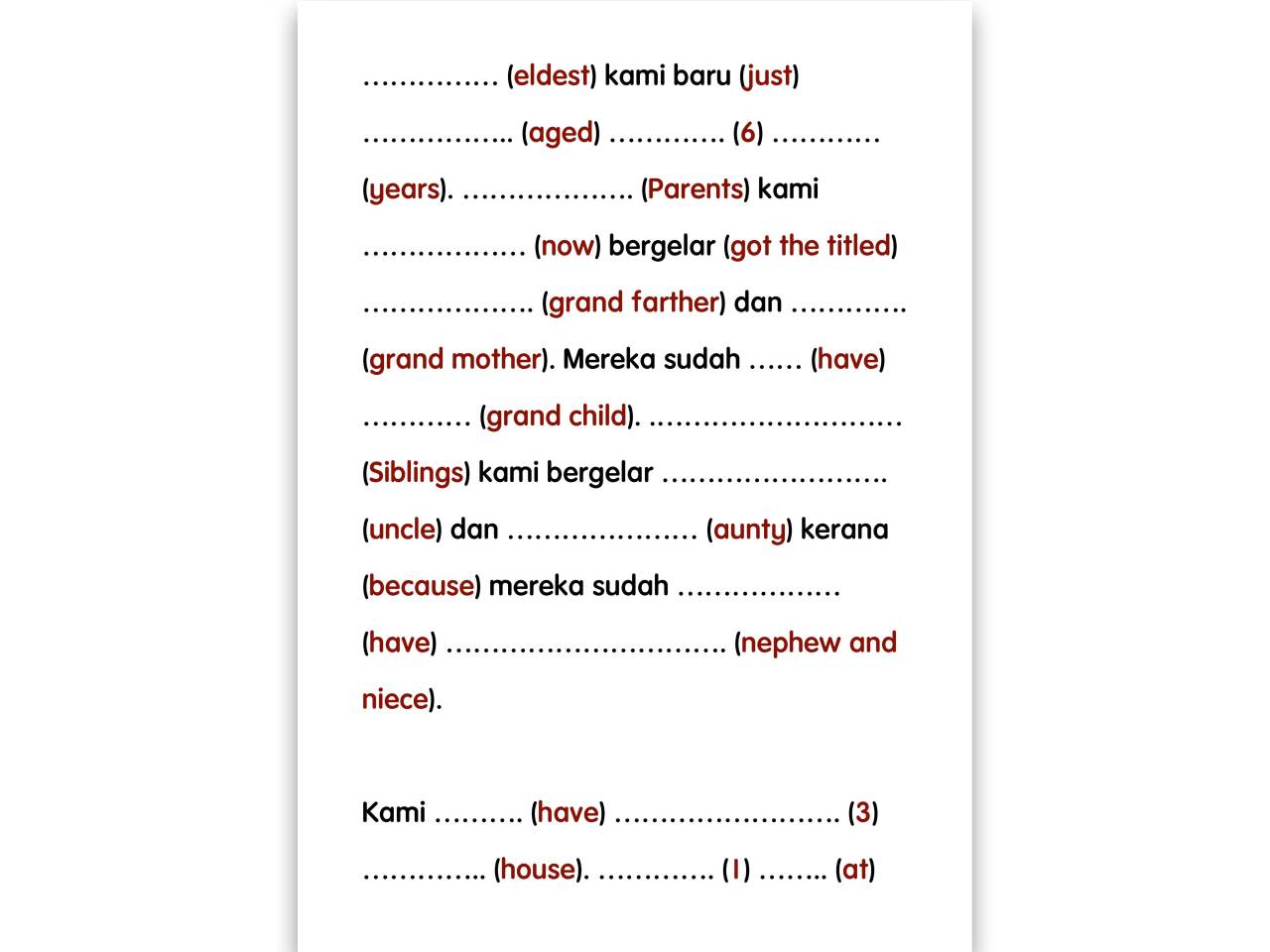 Exercise Of Malay - Notes - MyPrivateTutor Malaysia