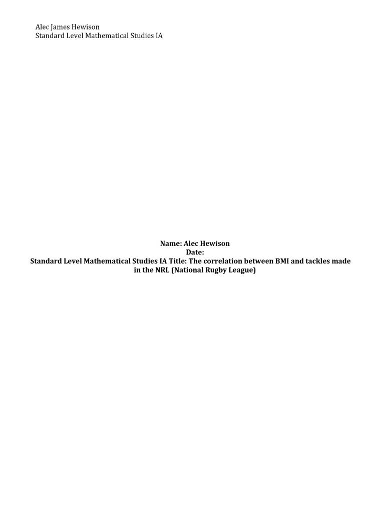 Sample Maths IA:Studies Of Mathematics About Correlation - Notes ...