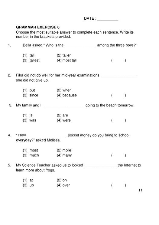 Grammar & Vocabulary: Level 1 Worksheets - Notes - MyPrivateTutor Malaysia