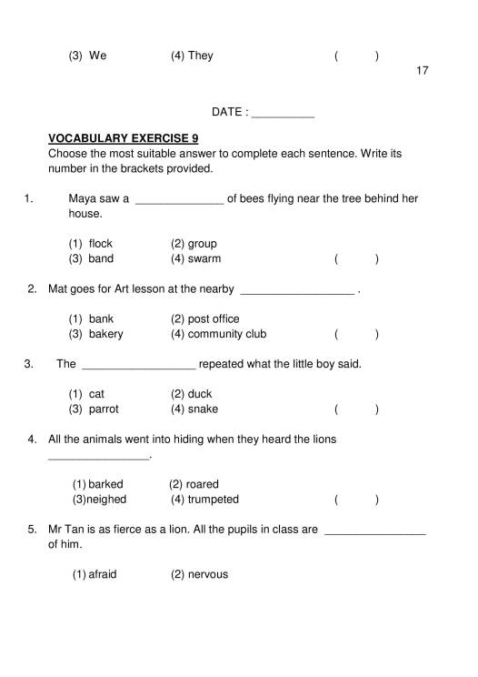 Grammar & Vocabulary: Level 1 Worksheets - Notes - MyPrivateTutor Malaysia