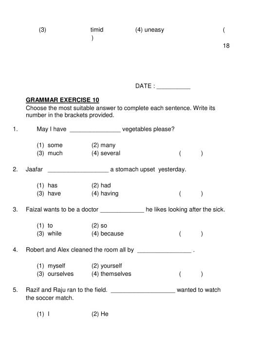 Grammar & Vocabulary: Level 1 Worksheets - Notes - MyPrivateTutor Malaysia