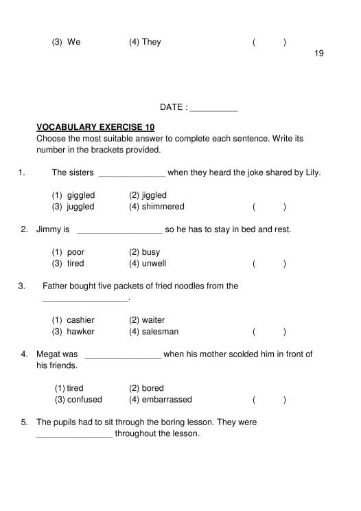 Grammar & Vocabulary: Level 1 Worksheets - Notes - MyPrivateTutor Malaysia
