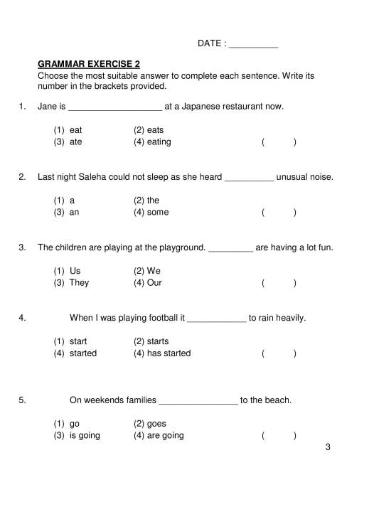 Grammar & Vocabulary: Level 1 Worksheets - Notes - MyPrivateTutor Malaysia