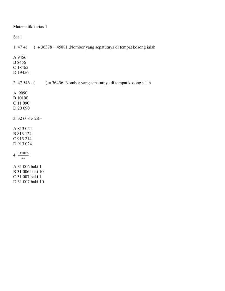 Mathematics MCQ Questions & Answers On UPSR Modules - Notes ...