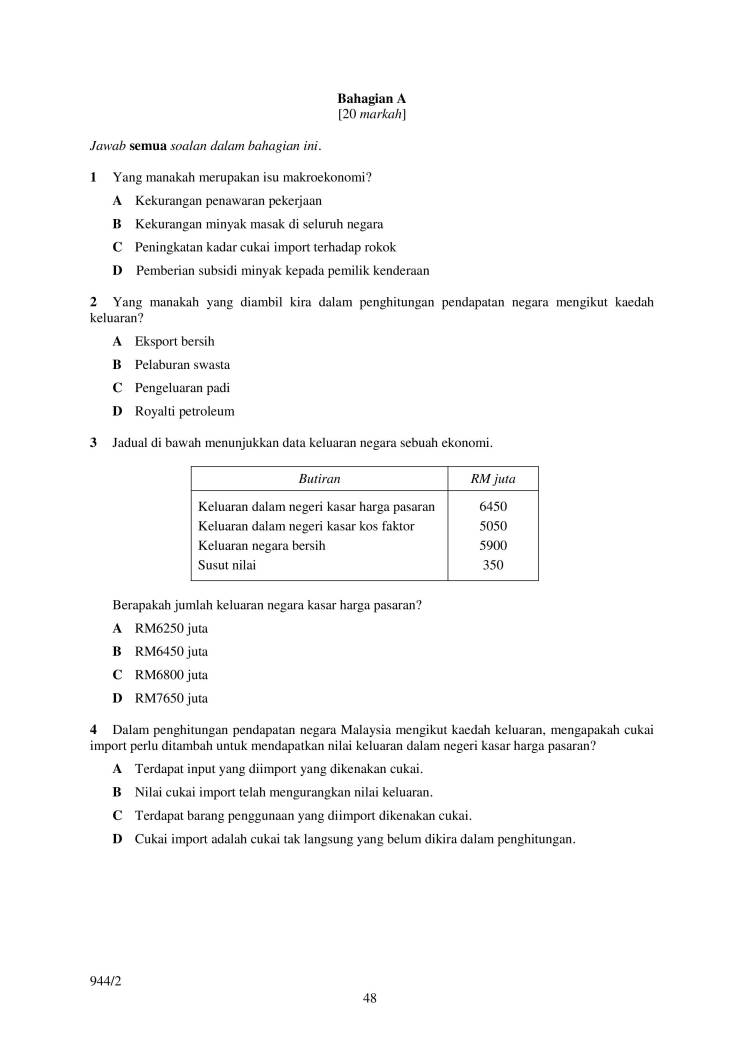 Sukatan Pelajaran Dan Peperiksaan STPM Ekonomi - Notes - MyPrivateTutor ...