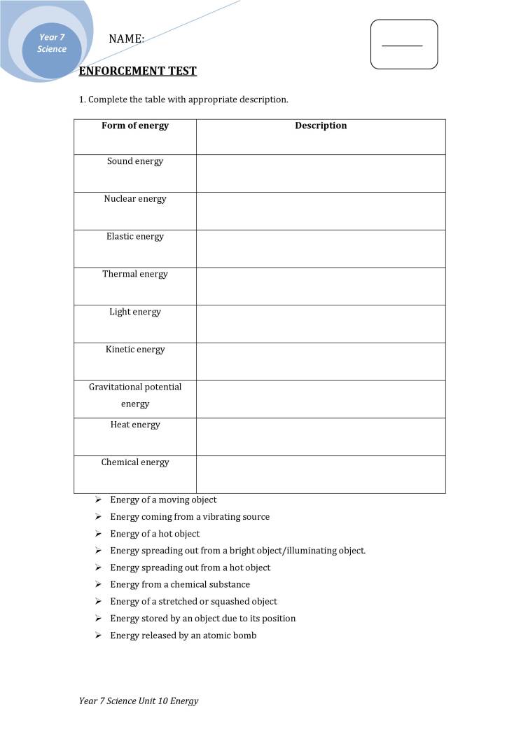Energy Worksheet Note - Notes - MyPrivateTutor Malaysia