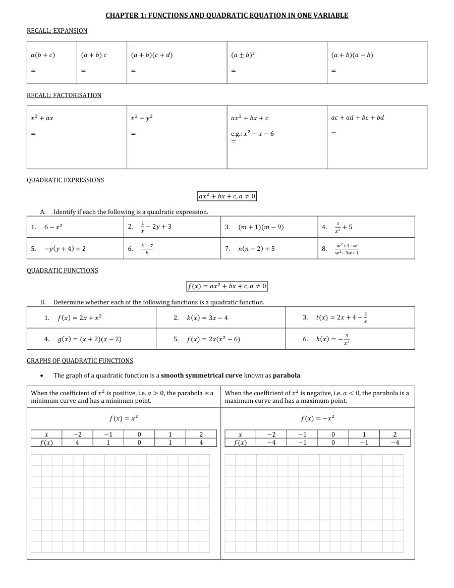 Study Notes for Mathematics - Download Free Study Notes - MyPrivateTutor