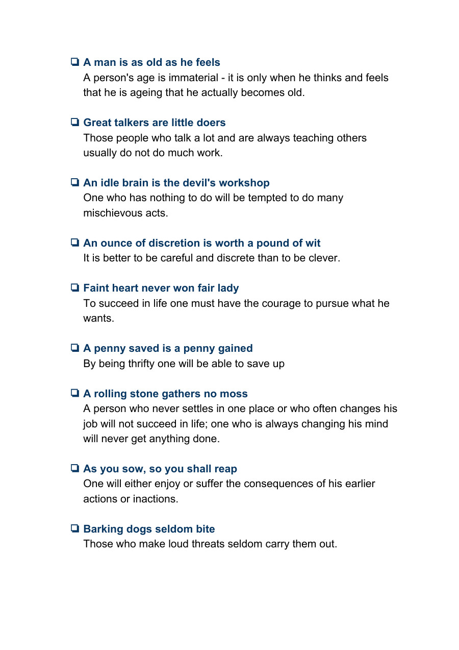 Notes On UPSR English Proverbs, Similes, And Expressions - Notes ...