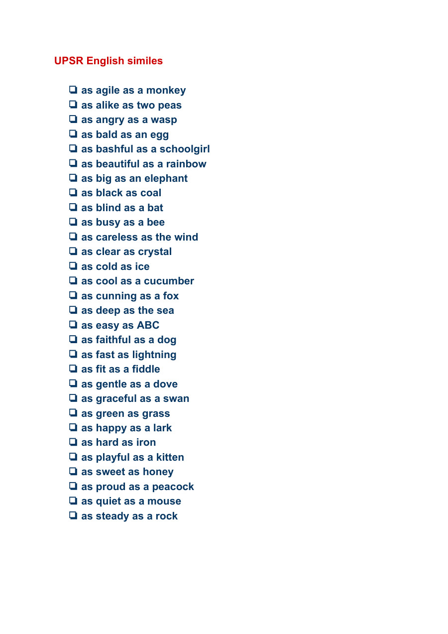 Notes On UPSR English Proverbs, Similes, And Expressions - Notes ...