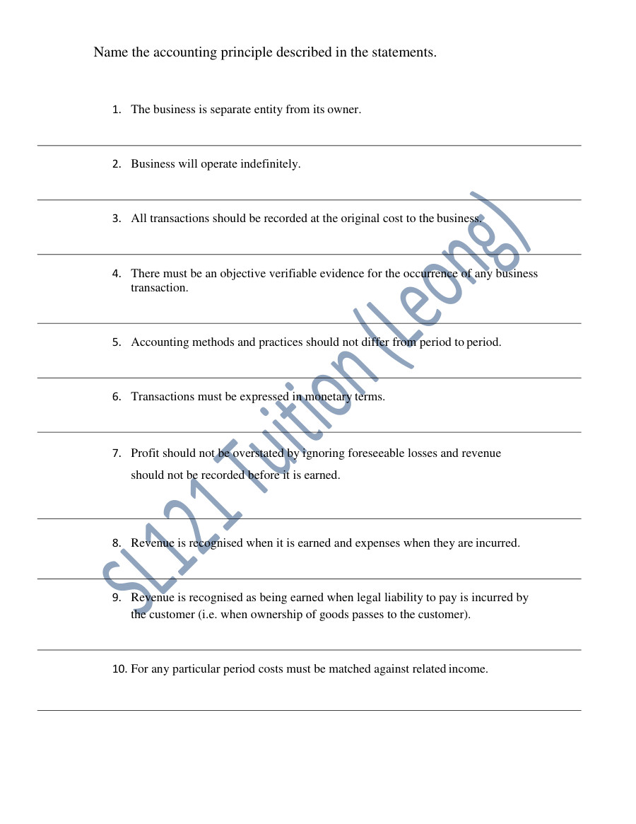 Igcse Accounting Principle Notes Myprivatetutor Malaysia