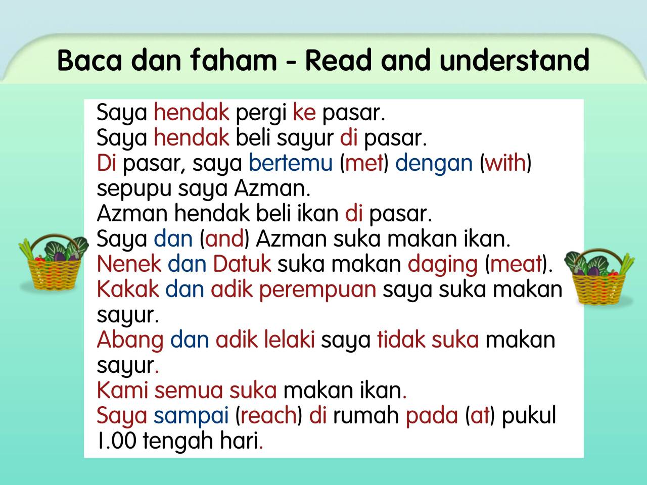 Reading Exercise For Bahasa Melayu - PowerPoint Slides - MyPrivateTutor ...