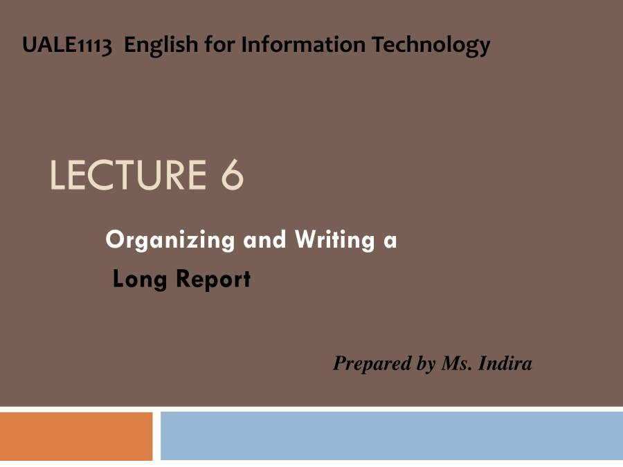 PPT On Organizing And Writing A Long Report - PowerPoint Slides ...