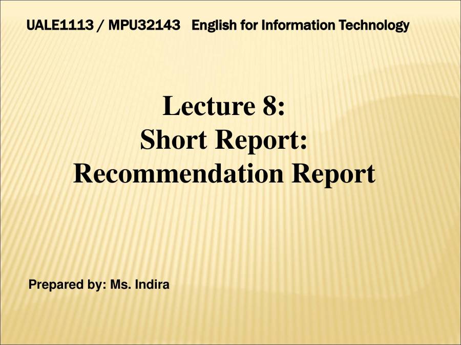 PPT On Writing Recommendation Report - PowerPoint Slides - MyPrivateTutor Malaysia