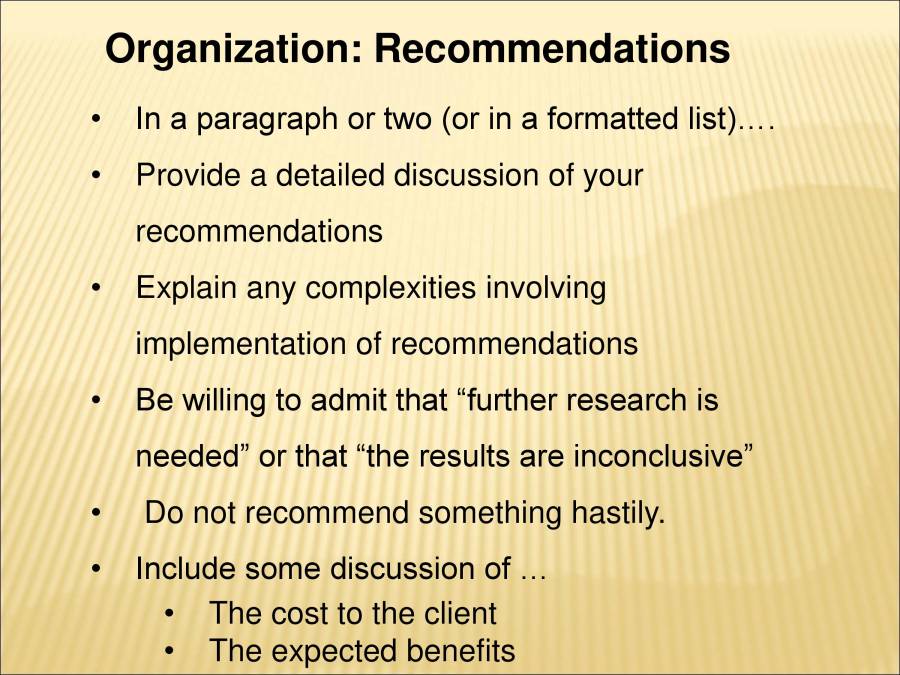 PPT On Writing Recommendation Report - PowerPoint Slides ...