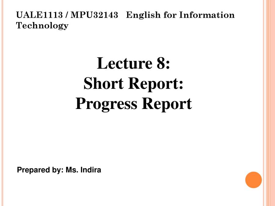 PPT On Writing Progress Report - PowerPoint Slides - MyPrivateTutor ...