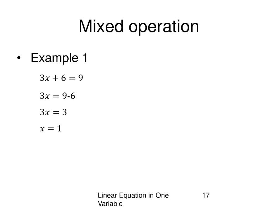 PPT On Linear Equation With One Variable - PowerPoint Slides ...