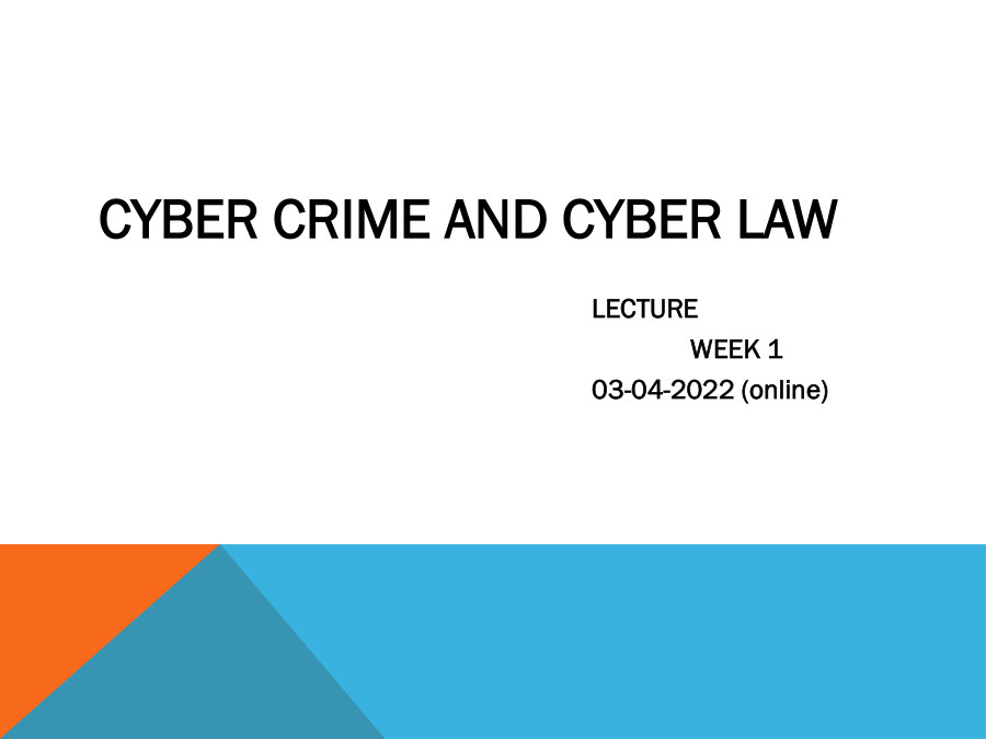 Presentation on Cyber crime and Cyber law - PowerPoint Slides ...