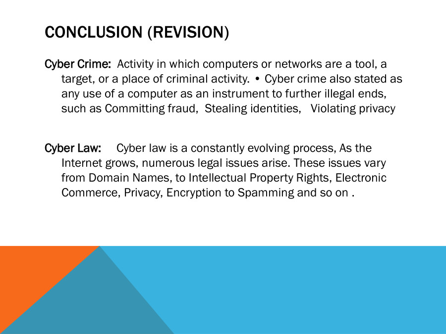 Presentation on Cyber crime and Cyber law - PowerPoint Slides ...